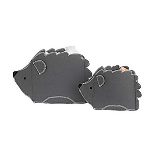 NoJo Grey Felt Hedgehog Shaped 2Piece Nursery Storage Caddy Set, Grey, White