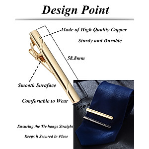 Tornito 12Pcs Tie Clips for Men Tie Tack Pins Silver Black Gold Blue Necktie Bar Regular Ties Suitable for Daily Wedding Meeting Business Anniversary Tie Clips