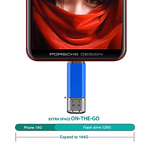 KALSAN 128GB USB Flash Drive, Type C Dual USB Disk(USB-A 3.0/Type C 3.0), High Speed 128GB Thumb Drive 128GB USB Pen Drive for Type C Smartphones, Tablets, PC, New MacBook-Blue