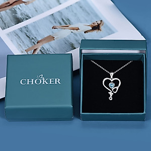 CHOKER Nurse Necklace for Women 925 Sterling Silver Stethoscope Heartbeat Necklace Jewelry Gifts for Nurse Graduation Medical Student Doctor-March Birthstone