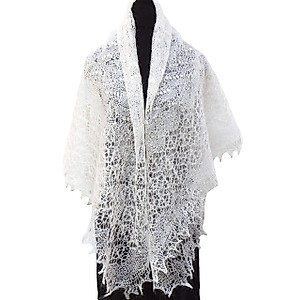 Fedelkea Antique Lace Orenburg Shawl Slavic Crochet Wedding Knitted 55x55 Inch