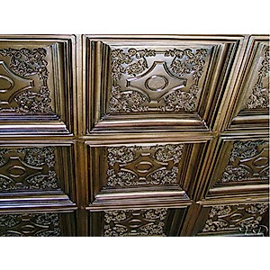 From Plain To Beautiful In Hours DCT03 British Sterling PVC 2' x 2' Lay-in Ceiling Tile, Pack of 25, Aged Copper, 25 Piece