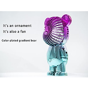 Lizihaowu Handheld Fan Rechargeable USB Mini Fan Portable, Cute Bear Fan, Eyelash Fan For Kids Girls Women Home/Travel/Outdoor/Makeup/violet-blue gradation