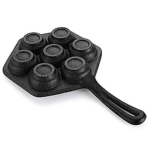 WUWEOT Nonstick Aebleskiver Pan, Cast Iron Takoyaki Griddle Stuffed Pancake Maker for Making Munk, Pancake Balls, Poffertjes, Puffs, Takoyaki, Banh Khot, Thai Kanom Krok (Dark Gray)
