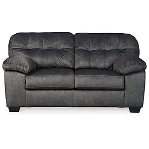Signature Design by Ashley Accrington Plush Loveseat with Tufted Back, Gray