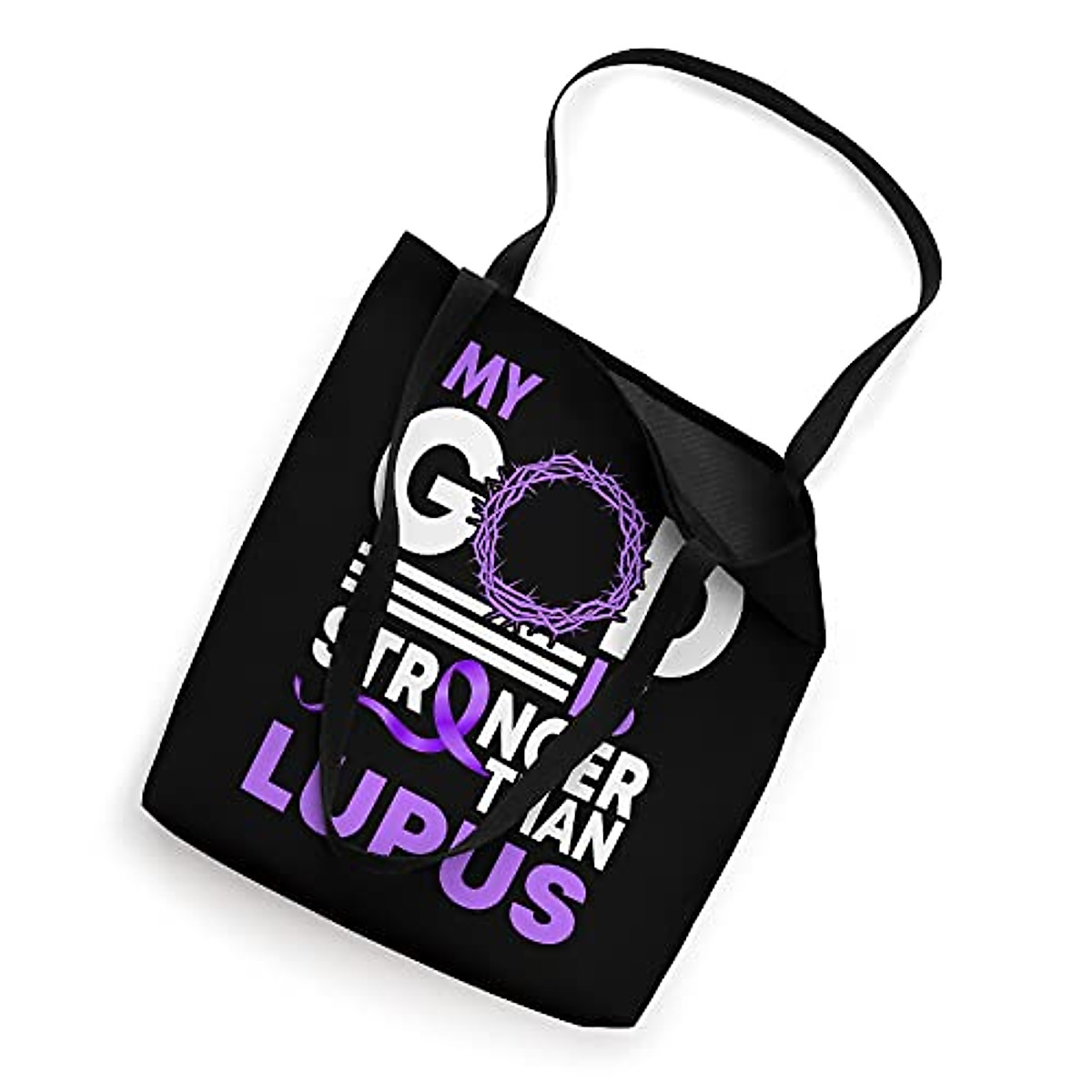 My God Is Stronger Than Lupus Awareness Ribbon Tote Bag
