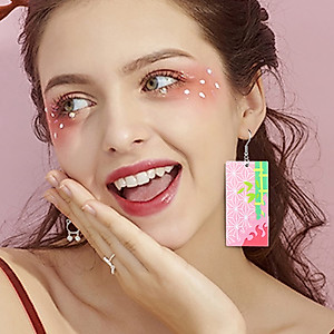 KAERUN 12 Pairs Women's Tanjiro Earrings Anime Demon Slayer Earrings Cosplay Fashion Double-sided Acrylic Alloy Resin Earrings
