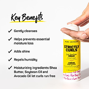 Marc Anthony Amplifier Curl Cream, Strictly Curls - Lightweight Styling Cream for Wavy & Curly Hair with Avocado Oil & Shea Butter - Moisturizing, Detangling & Anti-Frizz for Curl Definition - 5 Oz