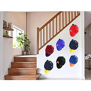 Lrgkcne Adhesive Hat Rack for Wall Baseball Caps, 16 Pack Hooks for Hats, Strong Hold hat Wall Organizer, Minimalist hat Display Rack, No Drilling Hat Racks for Door,Bedroom,Closet Black