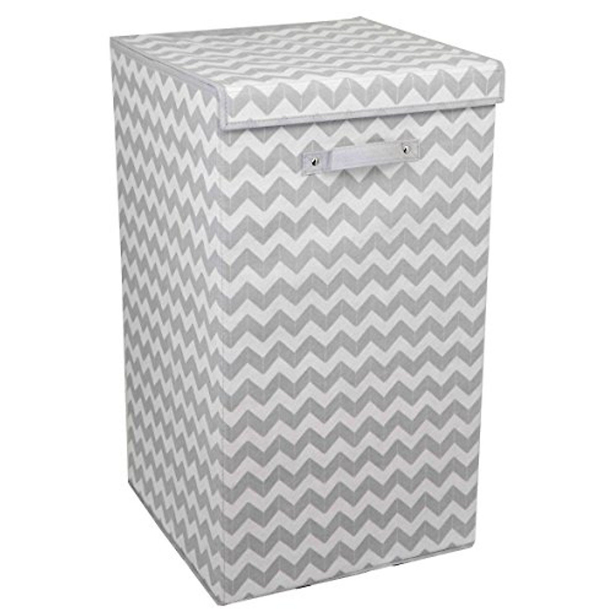 Home Basics Chevron Laundry Hamper with Handle, Grey