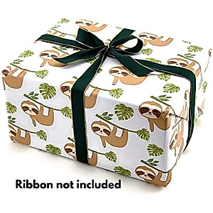 Stesha Party Sloth Wrapping Paper Gift Wrap for Kids - Folded Flat 30 x 20 Inch - 3 Sheets