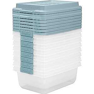 Hefty HI-RISE Stackable Storage Bins - Under Bed Storage Containers with Lids, Shoe Organizer, Plastic Storage Bins, Clear Shoe Boxes with XL Lid-Locking Latches, Durable Double Rim - 18qt (8 Pack)