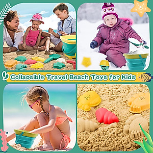 Beach Toys for Kids - Sand Toys Set Includes Collapsible Sand Bucket Shovel and Sand Rake Toys for Beach 12 PCS, Sandbox Toys Sandcastle Building Kit with Waterproof Net (A)