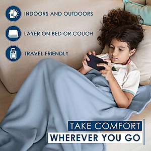 Martex 1B06870 Super Soft Fleece Lightweight Reversible Cozy Warm Sofa Blanket Low Lint Luxury Hotel Style All Seasons Layering Solid Pet Friendly Queen Size Bed and Couch Blankets, Full Queen, Blue