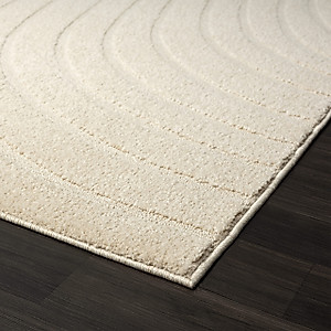 LUXE WEAVERS Modern Geometric Wave Cream 4x6 Area Rug