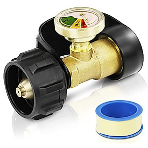 Hisencn Propane Tank Gauge Level Indicator Leak Detector Gas Pressure Meter & Glow in The Dark, Universal for RV Camper, Cylinder, BBQ Gas Grill, Heater and More Appliances Qcc1/Type1 Connection