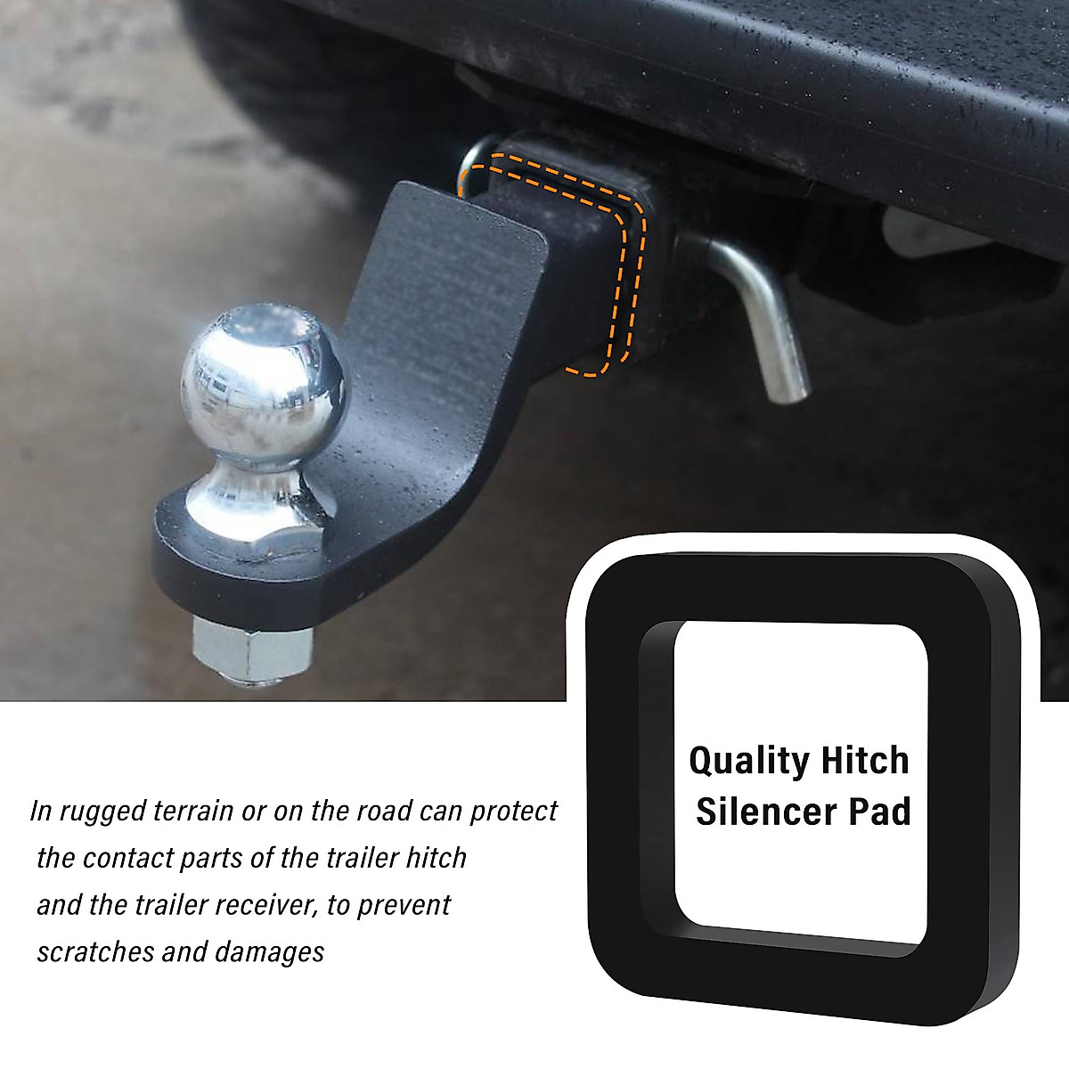 3PCS Hitch Rattle Stopper,Rubber Hitch Receiver Silencer Pad for 2 Inch Trailer Hitch Receiver Bumper Gooseneck,Trailer Hitch Accessories to Eliminate Noise & Ruduce Rattle