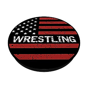 Wrestling USA American Flag Sport Fan Gift Pop Socket PopSockets PopGrip: Swappable Grip for Phones & Tablets
