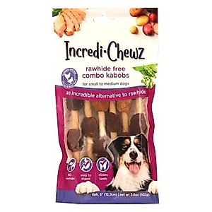 Pet Factory IncrediChewz Rawhide-Free 5" Kabobs Dog Chew Treats w/ Real Chicken & Duck Meat Wrap - 6 Count/1 Pack