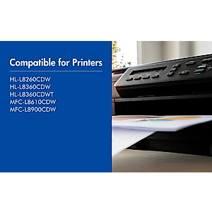 TN431 TN-431 Toner Cartridges 4-Packs: TN433 Standard Yield TN 431 Toner Replacement for Brother TN-431BK TN-431C TN-431M TN-431Y MFC-L8900CDW HL-L8360CDW HL-L8260CDW MFC-L8610CDW HL-L8360CDWT Printer