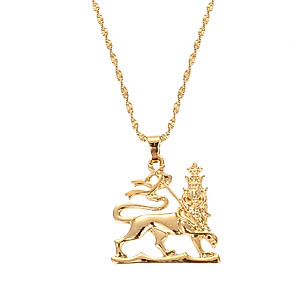 BR Gold Jewelry Ethiopian Lion Pendant Necklaces Chain Women Africa Ethiopia Lion Necklace