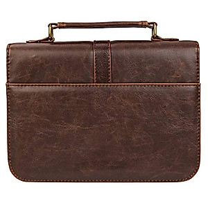 Christian Art Gifts Men's Classic Bible Cover Cross Badge, Distressed Brown Faux Leather, Large