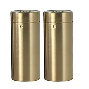 2Pcs Stainl Steel Salt Pepper Salt Pepper Shakers Coarsen - Gold, 8.8X3.8cm