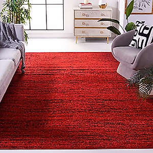 SAFAVIEH Adirondack Collection Area Rug - 8' x 10', Red & Black, Modern Abstract Design, Non-Shedding & Easy Care, Ideal for High Traffic Areas in Living Room, Bedroom (ADR117F)