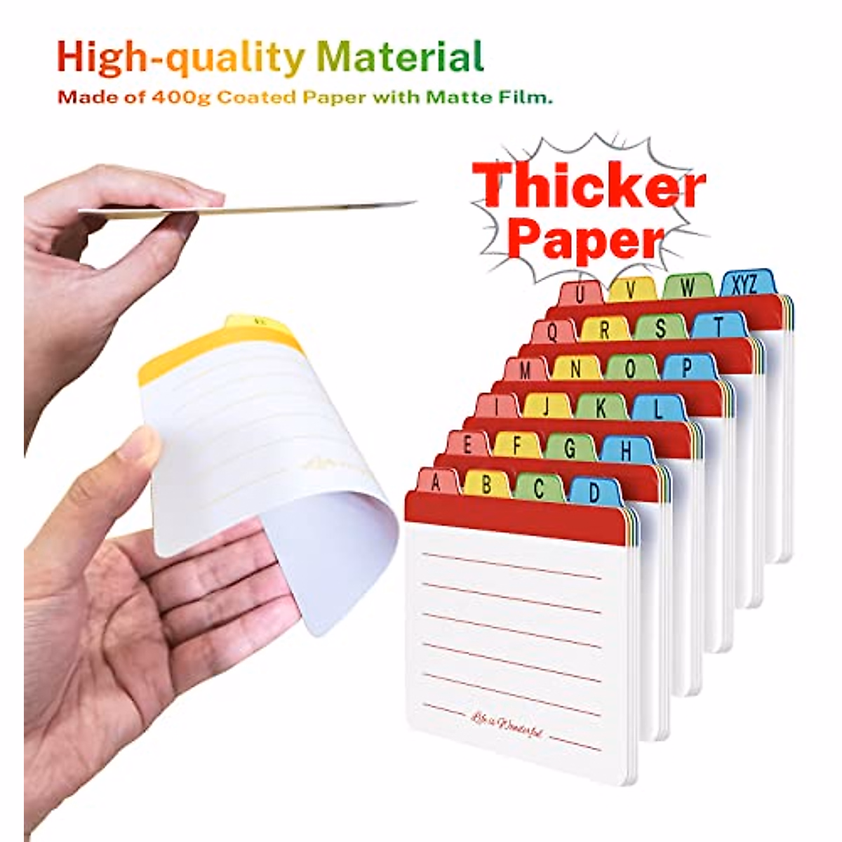 Neando 3 x 5 inches Index Card Dividers, Alphabetical Tabbed Index Cards Guides, Colored Note Cards, File and Recipe Guides with Alphabetical Tabs, Assorted Colors, 24 Counts, A-Z Guide