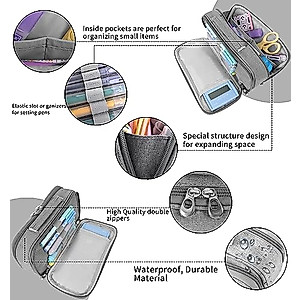 Large Capacity Pencil Case, Stationery Storage Pen Bag Box Handheld Makeup Pouch Holder Multi-Compartment Organizer College School Office Supplies for Student Teen Kid Adult