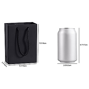 Sdootjewelry Small Black Gift Bags, 25 Packs Kraft Bags with Handles, 5.1''×2.4''×7.5'' Matte Wrapping Bags, Bags for Small Business, Retail and Shopping