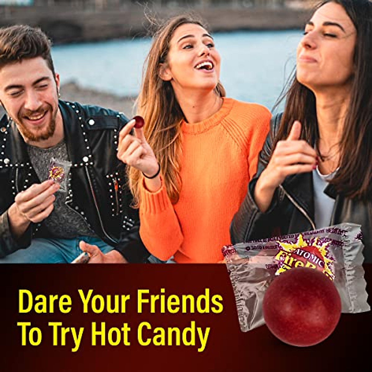 ATOMICFireballs – Sweet and Spicy Bulk Candy – Medium Size Individually Wrapped Hard Candy – Halloween Candy Bulk – Pack of 2 LB, Red Candy – Fireball Candy Bag with Intense and Fiery Cinnamon Flavors