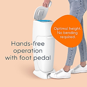 Diaper Genie Complete Diaper Pail (White) with Antimicrobial Odor Control | Includes 1 Diaper Trash Can, 1 Refill Bags, 1 Carbon Filter