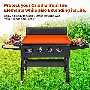 Vangostella 28 inch Griddle Mat Cover for Blackstone,Upgrade Full Edge Coverage-Heavy Duty -Food Grade Silicone Grill Cover, Cooking Surface Protective Mat Cover for Blackstone 28" Griddle ¡­