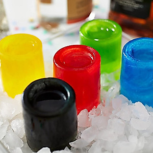 DD-life 4 Pcs 4-Cavity Ice Cubist Ice Shot Glass Molds Round Shot Glass Silicone Mold(Red）