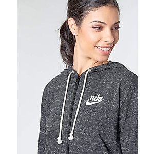 Nike Women's Sportswear Gym Vintage Full-Zip Hoodie , Black/(Sail), Medium