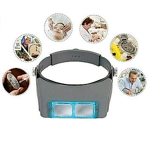 Headband Magnifier Binocular Magnifying Glass Jewelry Magnifiers Double Lens with Lens -1.5X 2X 2.5X 3.5X Magnification, Reading Magnifier Glasses Watchmaking Binocular Magnifier Watch Repair Tool