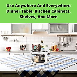 2 Tier Lazy Susan Organizer for Cabinet - 10 Inch Two Tier Lazy Susan Turntable for Cabinet - Plastic 2 Tier Lazy Susan Spice Rack with Rimmed Edge to Prevent Spilling