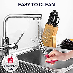 Apple Corer, Vakoo [Upgraded 2022] Food-Grade Stainless Steel Apple Corer Remover Tool for Removing Cores & Pits, Easy to Use Kitchen Gadget - Red