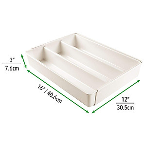 mDesign Adjustable, Expandable 4 Compartment Kitchen Cabinet Drawer Organizer - Divided Sections for Cutlery, Serving Spoons, Cooking Utensils, Gadgets - BPA Free, Food Safe - 2 Pack - Cream/Beige
