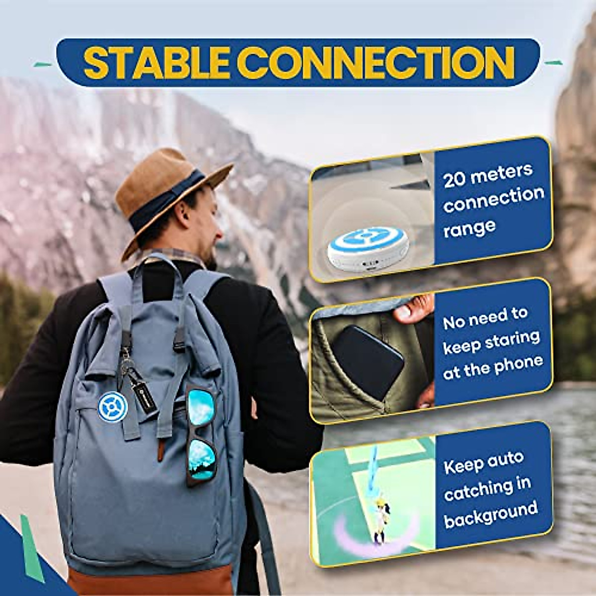 Megacom DuoMon 2ID Auto Catcher for Pokemon Go Plus - Compatible Pokemon Go Accessory with Auto Catch, Voice Notifications - Faster Bluetooth for Pocket Go (Black)