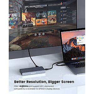 USB C Docking Station with M.2 NVMe SSD Enclosure, ORICO 9-in-1 USB-C Hub Adapter with NVMe Slot(Up to 4TB), PD 100W, 3 x 10Gbps USB3.1 USB-A, Type-C, 4K HDMI, TF/SD, Ethernet RJ45, Audio