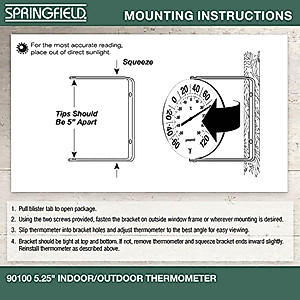 Springfield Big and Bold Thermometer with Mounting Bracket, Indoor Outdoor Thermometer with Large Numbers for Patio, Pool, and Indoor Areas, White