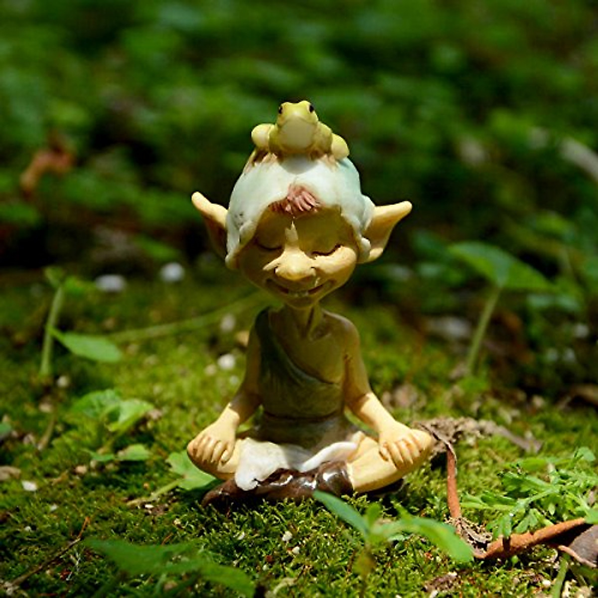 Top Collection Miniature Fairy Garden and Terrarium Pixie Meditating with Frog Figurine