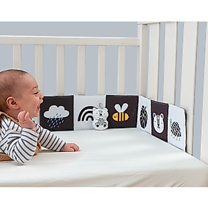 Newborn Infants 0-6 Soft Activity Book Black & White High Contrast Baby Book Infant Sensory Toys Tummy Time Soft Cloth Books Babies Textured Fabric Crinkling Shapes Patterns 0-12 Months Newborn Toys