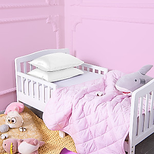 NTBAY Silk Satin Toddler Pillowcases - Set of 2 - Super Soft and Silky 14x20 Pillow Covers - Envelope Closure White Cooling Travel Pillow Cases for Nursery, Kids, Boys and Girls, 14 x 20 Inches