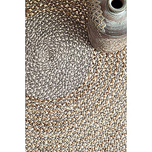 nuLOOM Draya Casual Braided Jute Area Rug, 8' Round, Grey