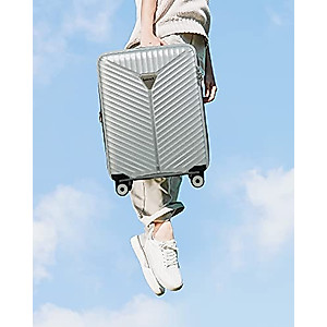 LUGGEX Silver Luggage Sets 3 Piece with Spinner Wheels - Expandable Carry on Suitcase Set of 3 - Travel Lightweight Luggage Sets 3 Piece without USB Port