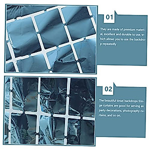 Mikikit 6 pcs Square Tinsel Curtain Metallic Tinsel Curtains Iridescent Party Decorations foil Curtain Backdrop Window Trim Rose Decor Gold Decor Tinsel Fringe Curtain Ribbon Box Plastic