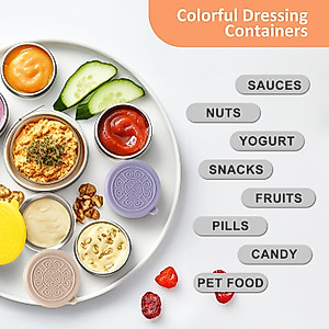 QWEIDHI 6x1.6 Oz Salad Dressing Containers With Lids, Stainless Steel Small Condiment Containers with Leakproof Silicone Lids, Reusable Sauce Containers for Lunch Boxes